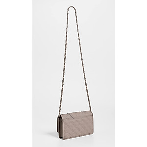 Tory Burch Women's Fleming Matte Chain Wallet, Gray Heron, Grey, One Size