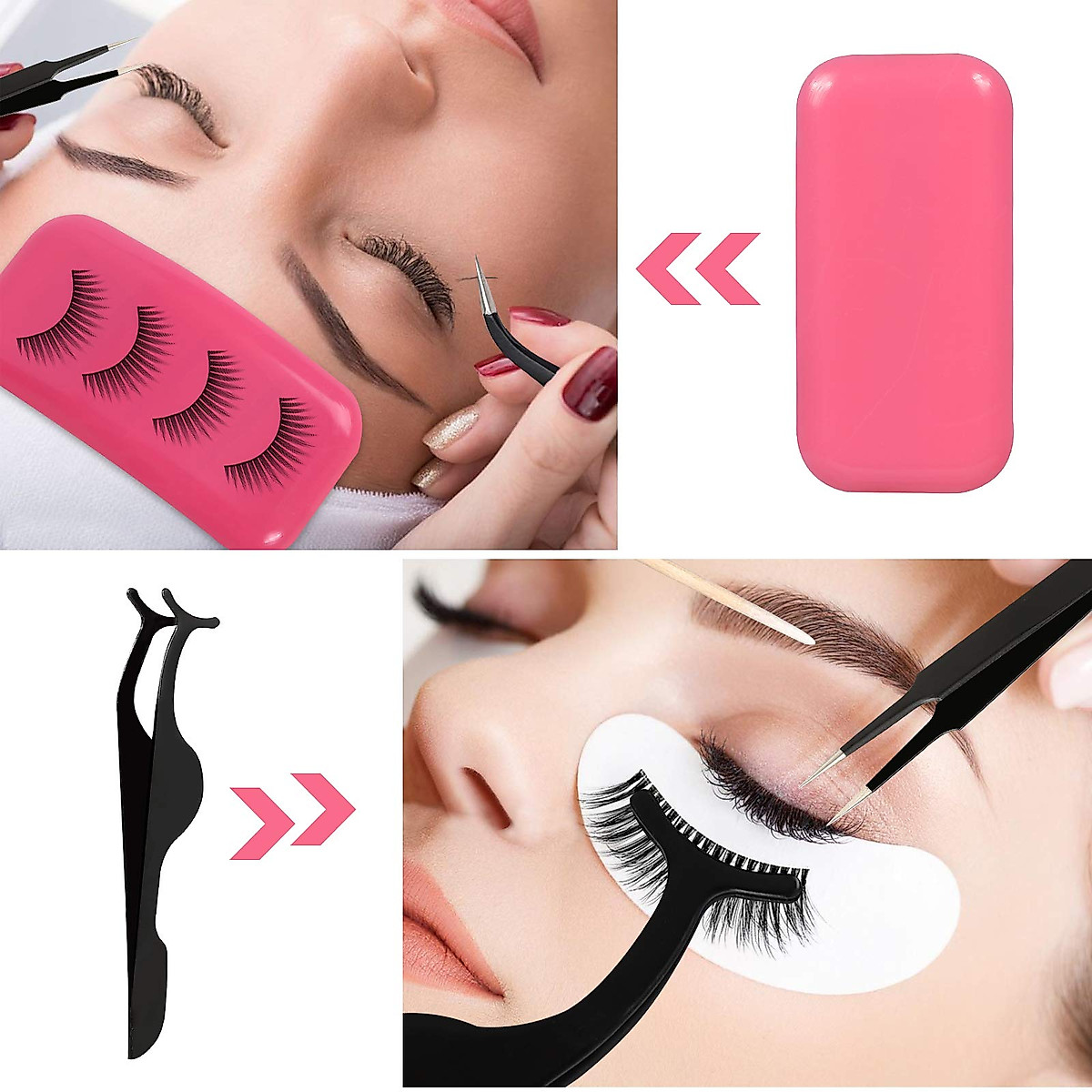 VEIDIA Eyelash Extension Supplies, including Lash Extension Tweezers, Disposable Mascara Brush Wand, Cotton Swabs, Glue Ring Holder, Eyelash Tape, Silicone Eyelash Pad - 458Pcs Eyelash Extension Kit