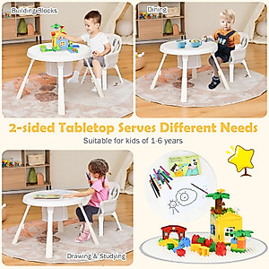 BABY JOY 7 in 1 Baby High Chair, Convertible Infant Feeding Chair w/Removable Tray, Adjustable Legs & Storage Basket, Toddler Building Block Table/Kids Table & Chair Set, Beige