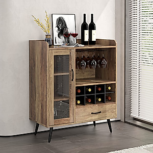 SogesGame Wine Cabinet Bar Cabinets for Liquor Wine Storage Rack Liquor Cabinet Bar Wine Cabinet for Liquor, Freestanding Wine Rack Buffet and Sideboards with Glass Holder for Living Room, Dining Room