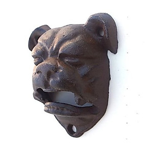 1 BullDog Cast Iron Bottle Opener Mountable Vintage Look Man Cave English Dog