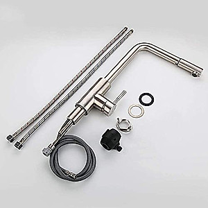 Kitchen taps with Pull Out Spray,Mixer tap hot and Cold 360°Swivel Single Lever,Stainless Steel Brushed,2 Functions,Kitchen Sink,Faucet