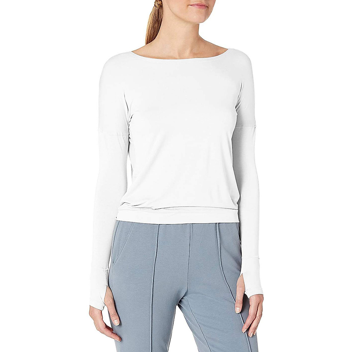 Bestisun Long Sleeve Yoga Tops Loose Backless Yoga Shirts Womens Gym Yoga Clothes Long Sleeve Activewear Tunic Workout Tops for Women Loose fit White M