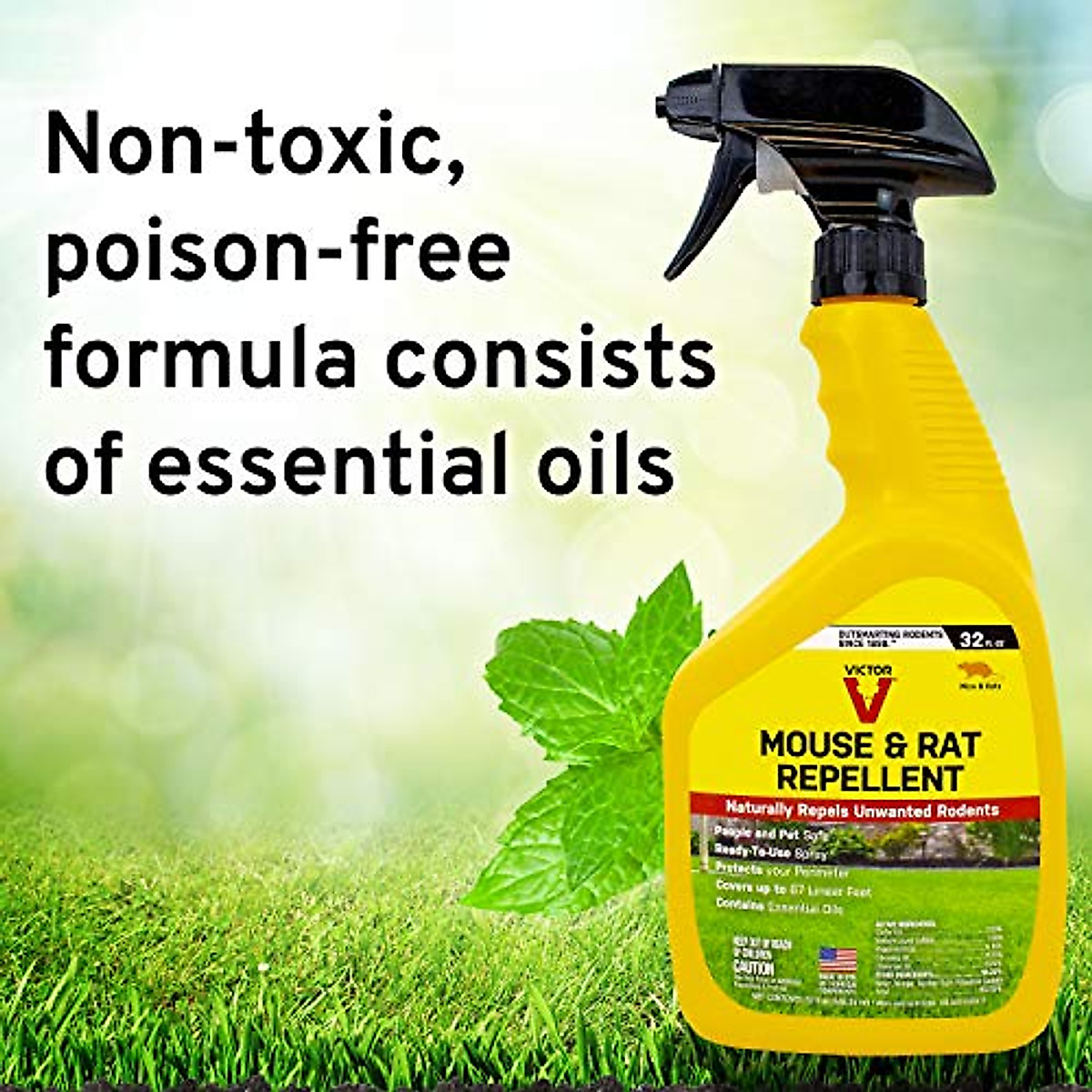 Victor M809 Mouse and Rat Repellent Natural Non-Toxic Spray for Indoor and Outdoor Use Ready to Use – 32 fl oz