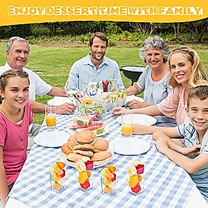 Nuogo Mini Plastic Dessert Cups with Spoons Include 3 Oz Square Appetizer 2.5 Slanted Round Parfait Mousse Ice Cream Bar Supplies Small Clear Bowls for Party Wedding (100 Pcs)