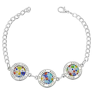 GlassOfVenice Murano Glass Millefiori Silver Disks Bracelet - Multicolor