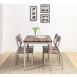 Abington Lane 5-Piece Dining Table Set w/Four (4) Chairs - Modern and Sleek Dinette for The Contemporary Home - (Cedarwood Finish)