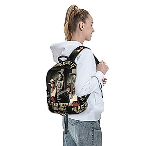 Uoajzxoi Stevie Rock Ray Singer Vaughan Lightweight Backpack Work Bag for Men and Women Daily Use Backpack Casual Daypack Travel Rucksack with Side Pockets Portable Hiking Bags Travel Bag for Office