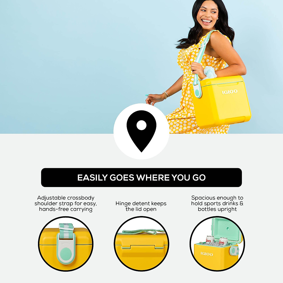 Igloo Yellow 11 Qt Tag Along Too Strapped Picnic Style Cooler