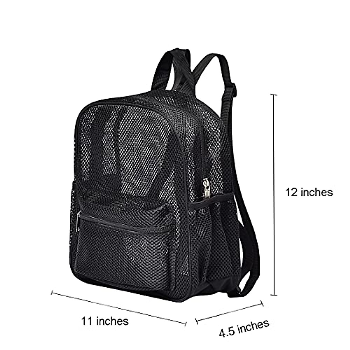 MAY TREE Small Mesh Backpack for School See Through Daypack for Beach Beach, Swimming, Outdoor, Fitness, Travel, Sports, Black