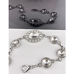 BEMYLV Silver Rhinestone Chain Belt Sparkly Bling Crystal Waist Chains for Women Dresses Girls Fashion