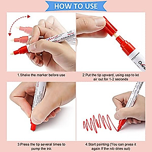 Paint Pens Paint Markers - White Permanent Markers 8 Pack, Oil Based Waterproof Quick Dry Medium Tip Marker Pen for Metal, Wood, Fabric, Plastic, Rock, Stone, Mugs, Canvas, Glass, Art Craft