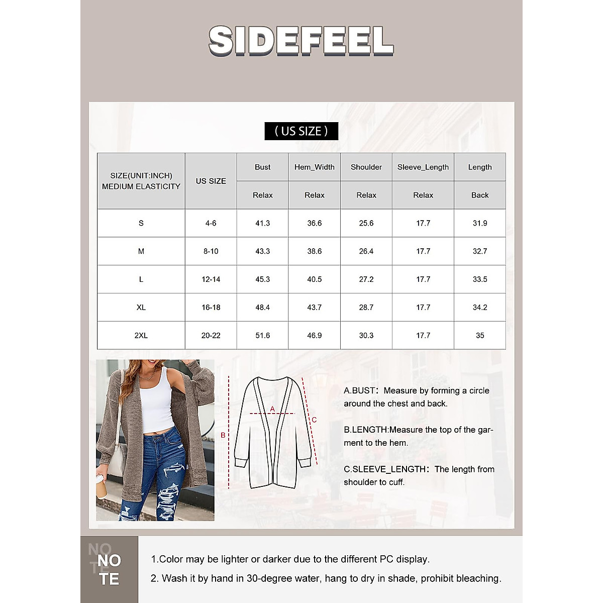 Sidefeel Womens Cardigan Plaid Open Front Chunky Knit Oversized Long Cardigan Sweaters Winter Coats Gray Medium