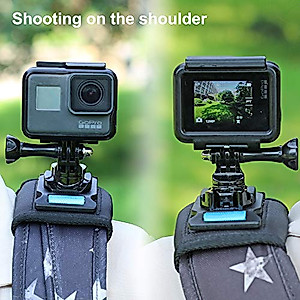 Backpack Shoulder Strap Mount Camera with Adjustable Shoulder Pad and 360 Degree Rotating Base Compatible with GoPro Hero 11 Black, Hero 10/9/8/7, AKASO, DJI, Insta360 and Most Action Cameras