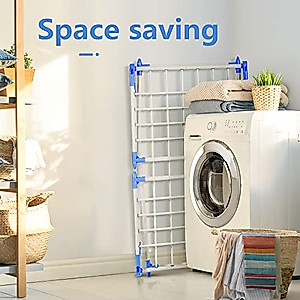 YUBELLES Clothes Drying Rack, Gullwing Laundry Rack, Collapsible, Space-Saving Laundry Rack, with Bonus Sock Clips, for Clothes, Towels, Linens, Indoor/Outdoor, Blue