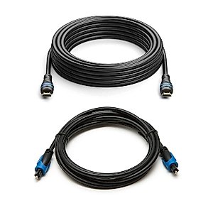 BlueRigger 25FT 4K HDMI Cable with 25FT Toslink Cable - Digital Optical Audio Cable (4K 30Hz, in-Wall CL3 Rated)