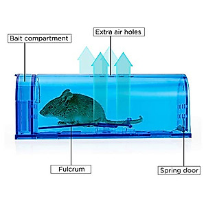 Humane Mouse Trap - Catch and Release Traps That Work - 2 Pack Trap No Kill for mice/Rodent Pet Safe (Dog/Cat) Best Indoor/Outdoor Mousetrap Non Killer Small Mole Capture Cage