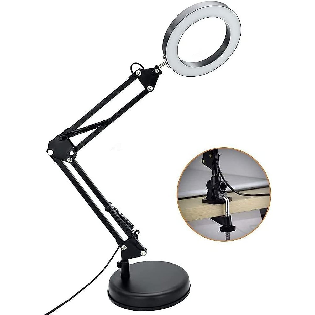 DLLT Dimmable Swing Arm Desk Lamp with Clamp, 68 LED Flexible Architect Work Lamp, 3 Colors 10 Brightness, Adjustable Desk Lamp, Multi-Joint Table Lamp for Study, Office, Computer, Art, Work Lighting