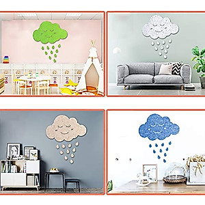 Cloud Smiley Decorative Wall Panel, Felt Photo Wall Note Board Bulletin Board Display Board, with a Box of thumbtacks (120x78cm)