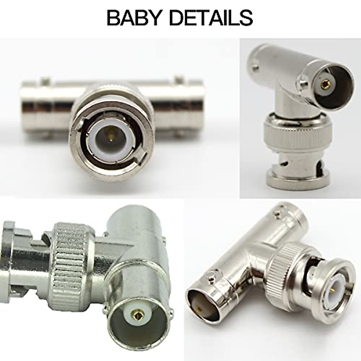 VFLTOOL 14 Pcs BNC Male to Double Female Adapter, T-Shaped Splitter for Coaxial Cable Extension, Nickel Plated Brass