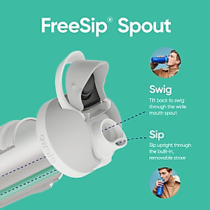 Owala FreeSip Insulated Stainless Steel Water Bottle with Straw (40-oz) and FreeSip Clear Tritan Plastic Water Bottle with Straw (25 Oz)