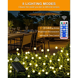 AURPUKAR Solar Garden Firefly Lights - 4 Pack New Upgraded Solar Lights for Outside, 8 Modes Remote Control & Waterproof, Powered Light Outdoor for Yard, Landscape, and Pathway Decorations, Black