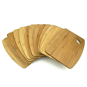 (Set of 12) 12"x9" Round Edge Bulk Plain Bamboo Cutting Board | For Customized Engraving Gifts | Wholesale Premium Bamboo Board (With Handle)