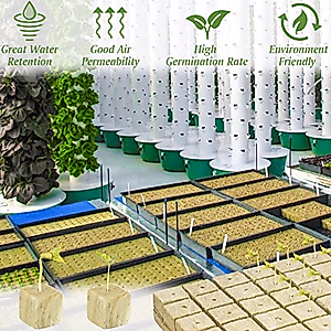 Halatool 2 Inch Garden Rockwool Stonewool, Rockwool Grow Cubes, 2 Sheets Starter Plugs for Soilless Cultivation, Seedlings Cuttings, Clone Plants, Hydroponics Germination Start (96 Plugs in Total)