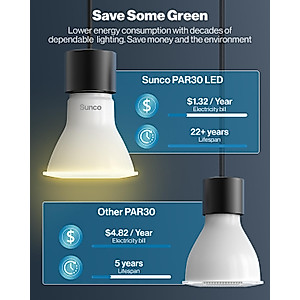 Sunco 10 PAR30 LED Bulbs, Flood Light Residential Outdoor Indoor CRI90 75W Equivalent 11W, Dimmable, 2700K Soft White, 850 Lumens, E26 Base, Exterior Wet-Rated Bright, IP65 Waterproof UL