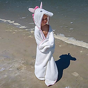 Little Tinkers World Premium Hooded Towel for Kids | Unicorn Design | Ultra Soft and Extra Large | 100% Cotton Bath Towel with Hood for Girls