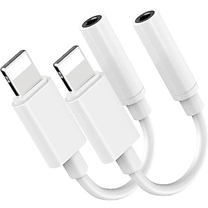 Lightning to 3.5 mm Headphone Jack Adapter, [Apple MFi Certified] 2 Pack Headphone Adapter for iPhone Converter Dongle Auxiliary Audio Jack Aux Accessories Compatible iPhone 14 13 12 11 X XS XR 8P 7 6
