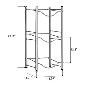smusei Water Cooler Jug Rack 5 Gallon Water Bottle Holder 3 Tier Heavy Duty Water Jug Rack Kitchen Storage Organizer for Water Dispenser, Save Space, Silver