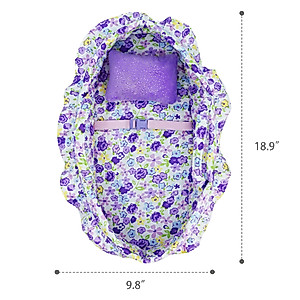 June Garden Cozy Dream Doll Bassinet - Baby Doll Portable Carrier - Fits for American Girl Dolls up to 18" - Soft Pillow & Safety Buckle Included - Purple