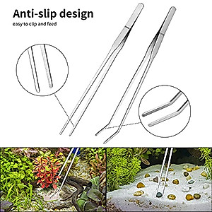 Skyeasure Aquascape Tools, Long Tweezers for Terrarium, Terrarium Tools, Stainless Steel Aquarium Plant Tools Fish Tank Cleaning Tools Aquarium Tweezers Scissors Spatula Set for Aquarium Starter Kit