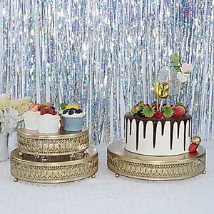 FEICTPOX Cake Stand Set of 3 Metal Cupcake Stands Dessert Display Plate for Wedding Party Birthday … (18K Gold)