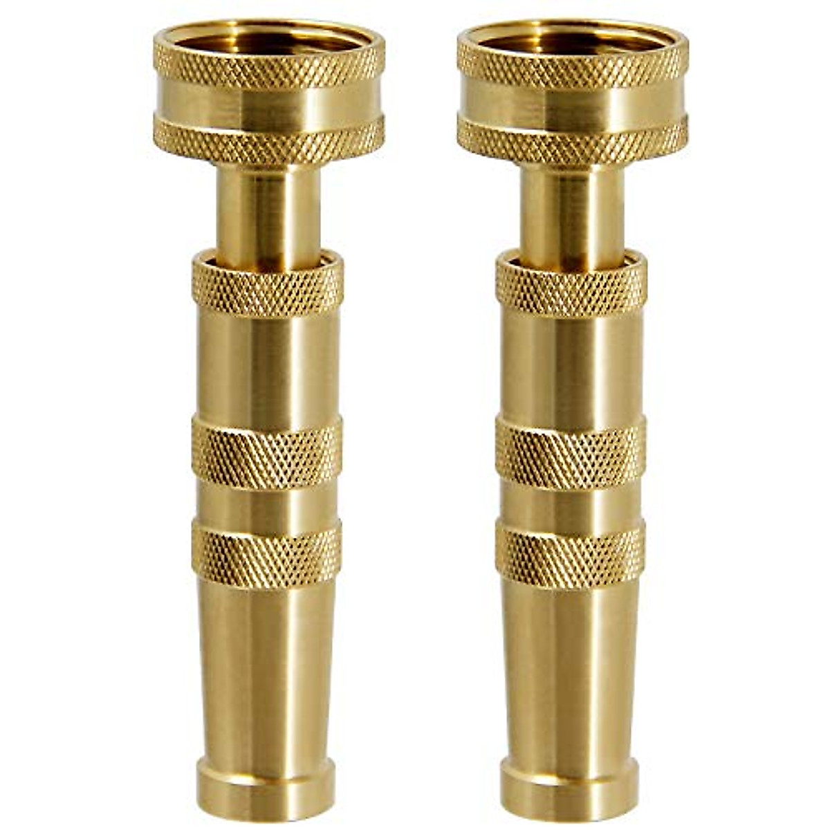 Biswing Brass Hose Nozzles, Heavy-Duty Brass Adjustable Twist Hose Nozzle, 2 Pack (4"), VI3432