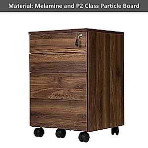 TOPSKY 3 Drawers Wood Mobile File Cabinet Fully Assembled Except Castors (Rustic Brown, 16.3x15.7x24.4)