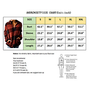 MEROKEETY Women's Plaid Sherpa Fleece Zip Sweatshirt Long Sleeve Pullover Jacket, Green, L