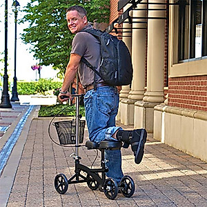 Roscoe Medical Knee Scooter for Adults for Foot Surgery, Foldable & Adjustable Knee Walker for Broken Foot & Leg Injuries, Crutch Alternative, Knee Rover, Dual Pad, (Up to 350lbs, 8' Wheels), Black