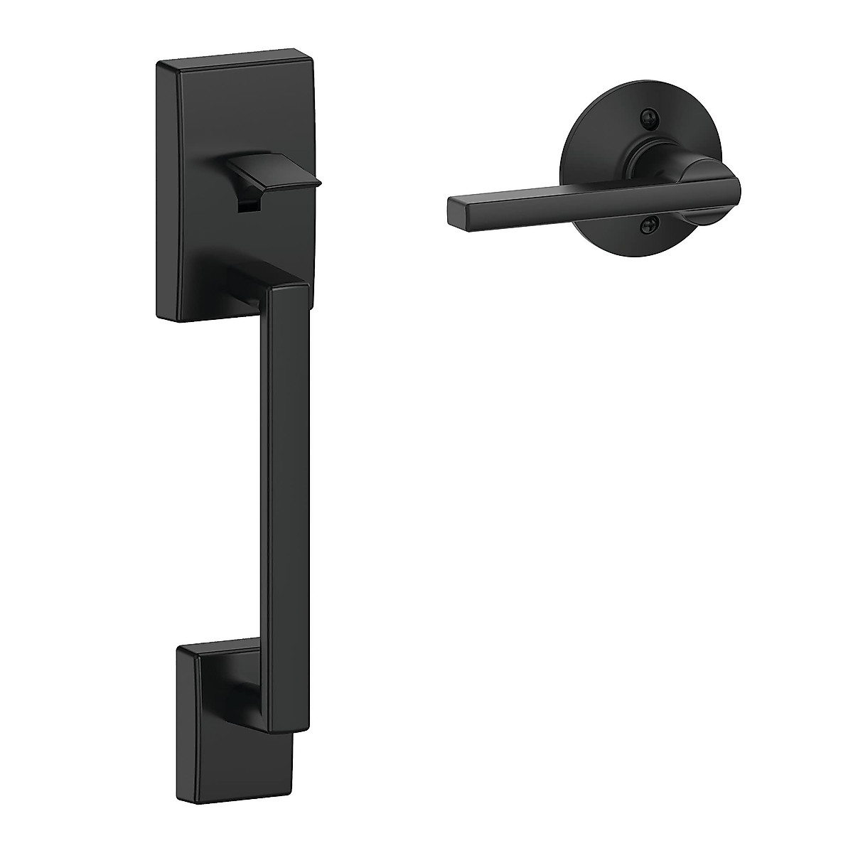 Schlage FE285 CEN 622 LAT Century Front Entry Handleset with Latitude Lever, Lower Half Grip, Matte Black
