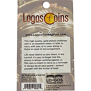 Armor of God, Christian Challenge Coin for Bible Study, Youth Groups, Handout for Teens, Religious Antique Gold-Color Plated Prayer Token