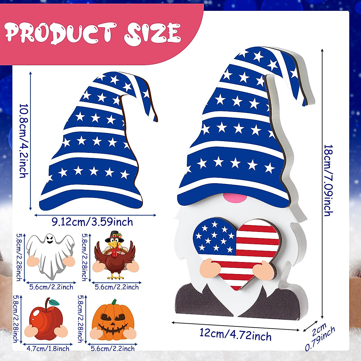 Thyle 37 Pcs Christmas Interchangeable Wooden Gnome Decor DIY Holiday Winter Seasonal Tiered Tray Decoration with Magnet Pieces Welcome Sign for Xmas Decorations