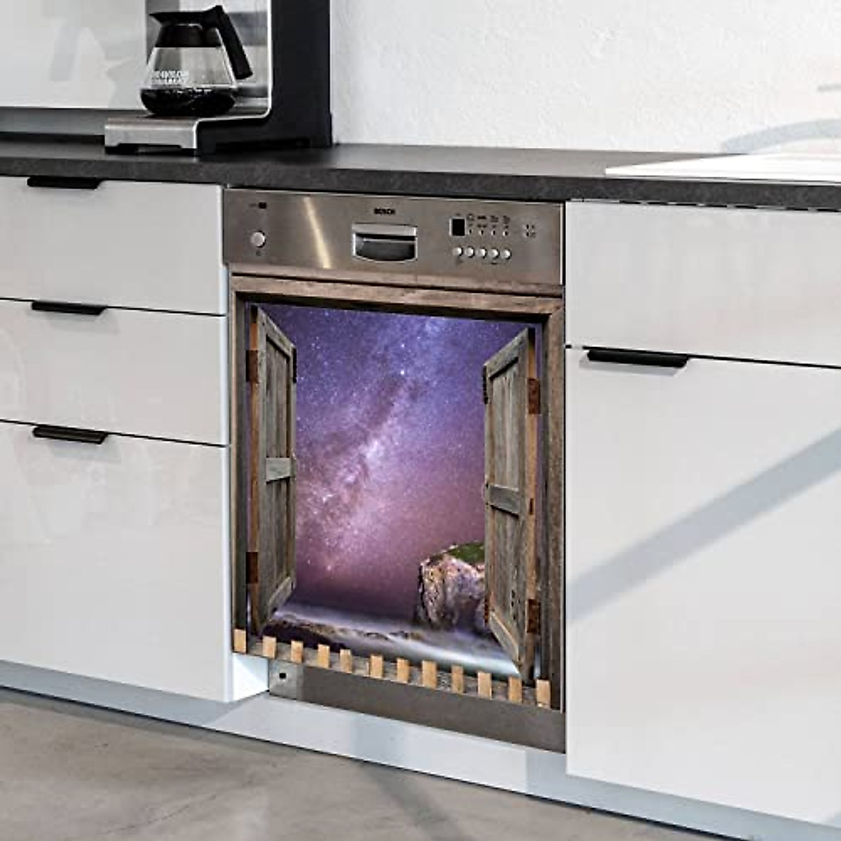 Dishwasher Magnet Cover Milky Way Galaxy Night Scene Coastal Rock Formations Magnetic Refrigerator Stickers Decorative Appliance Cover Fridge Panels Metal Door Garage 23x26in