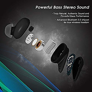 August True Wireless Earbuds EP810 - Bluetooth 5.0 True Wireless Stereo Headphones Touch Control with Type-C Charging Earphones Powerful Bass - iPhone and Android Compatible - Black