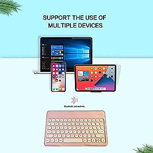 ElecMosWN Urtra Slim Bluetooth Keyboard for iPad Mac,Compact Rechargeable Wireless Keyboard for iPad,iPad Pro/Mini/Air,iPhone,MacBook,Windows Laptop Surface Pro Android Tablet Smartphone(Pink)