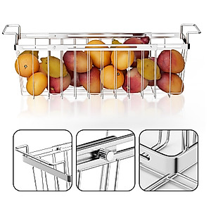 Orgneas Freezer Baskets for Chest Freezer, Expandable Deep Freezer Organizer Bins Wire Basket Storage Adjustable From 16.5" to 26.5", Stainless Steel Over the Sink Dish Drying Rack for Kitchen