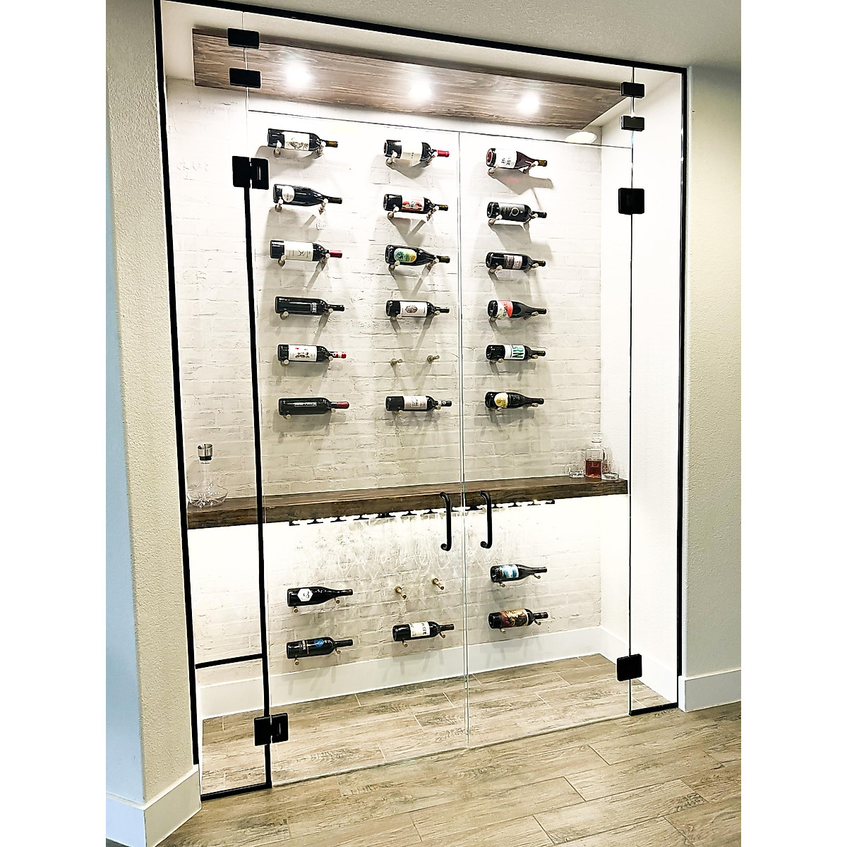 VintageView Vino Pins – Metal Wall Mounted Wine Bottle Rack for Wood Surfaces - Stylish Modern Wine Storage with Label Forward (Matte Black, 1 Bottle)