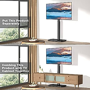 Universal Floor TV Stand with Mount Swivel and Height Adjustable for Most 26 to 65 Inch LCD LED OLED Flat Panel and Curved Screen TVs, Tall TV Stand Space Saving for Corner and Bedroom, Black