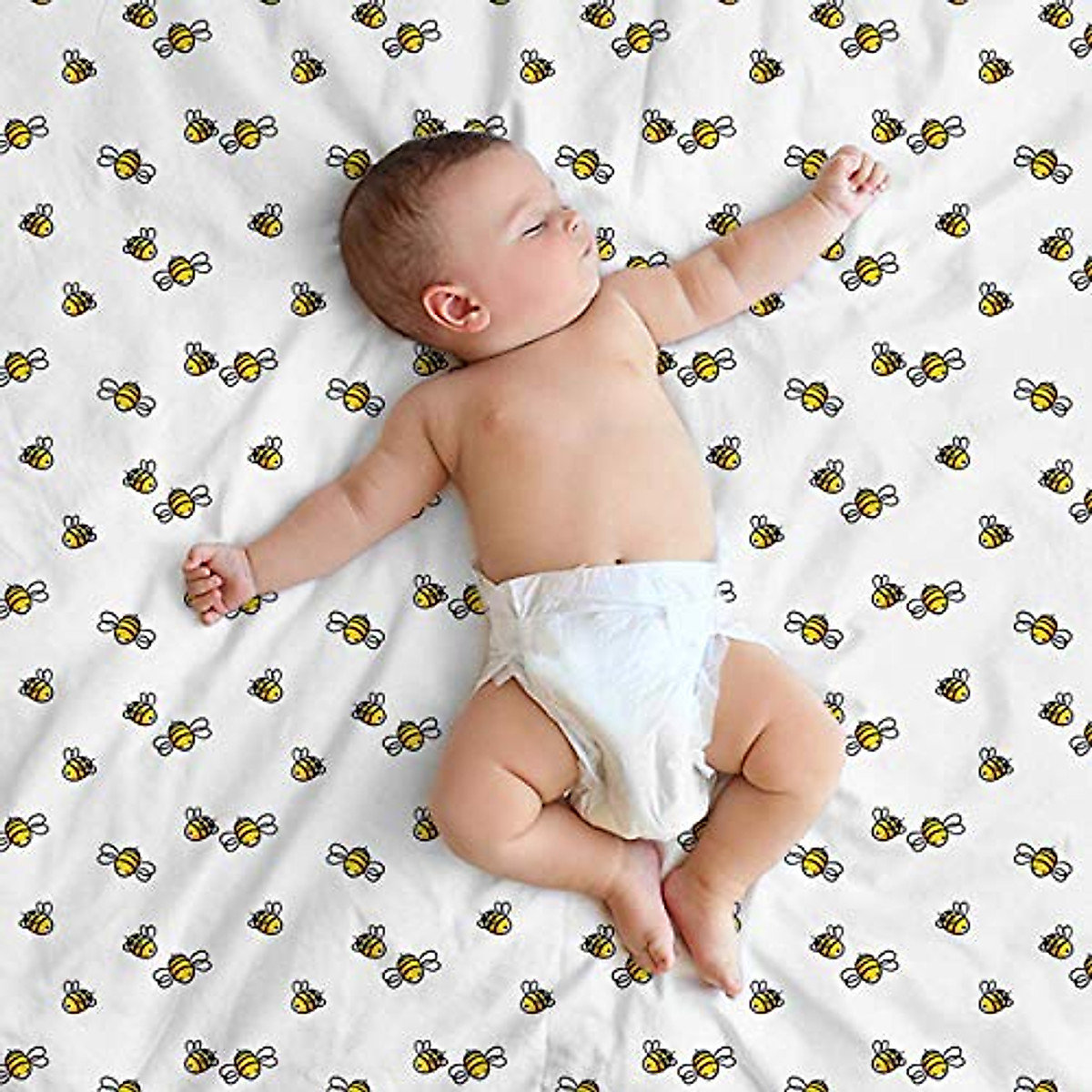 Mugod Bee Throw Blanket Cute Cartoon Baby Bee Seamless Pattern Honey Vector Decorative Soft Warm Cozy Flannel Plush Throws Blankets for Baby Toddler Dog Cat 30 X 40 Inch