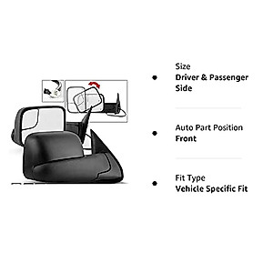 ACANII - For 2005-2015 Toyota Tacoma Pickup Truck Telescoping Flip Up Power Heat Towing Side Mirrors Pair Set Left+Right